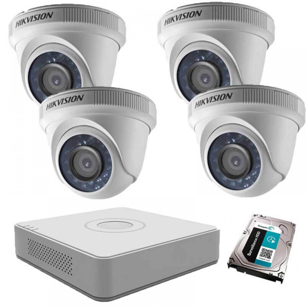 DIY DVR kit, 4 TurboHD indoors cameras + DVR Hikvision, HDD - CCTVSpot ...