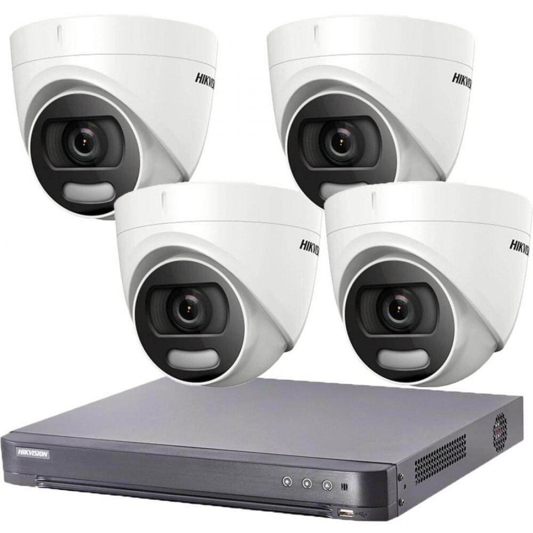 DVR kit with 4 ColorVu, turret cameras Hikvision + DVR - cctvspot.co.uk